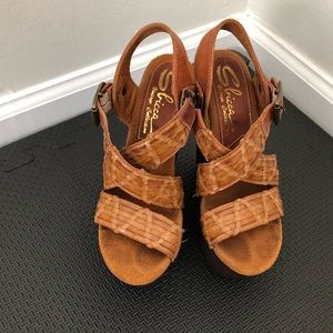 Sbicca | Shoes | Sbicca Vintage Collection Tan Leather Wedges | Poshmark